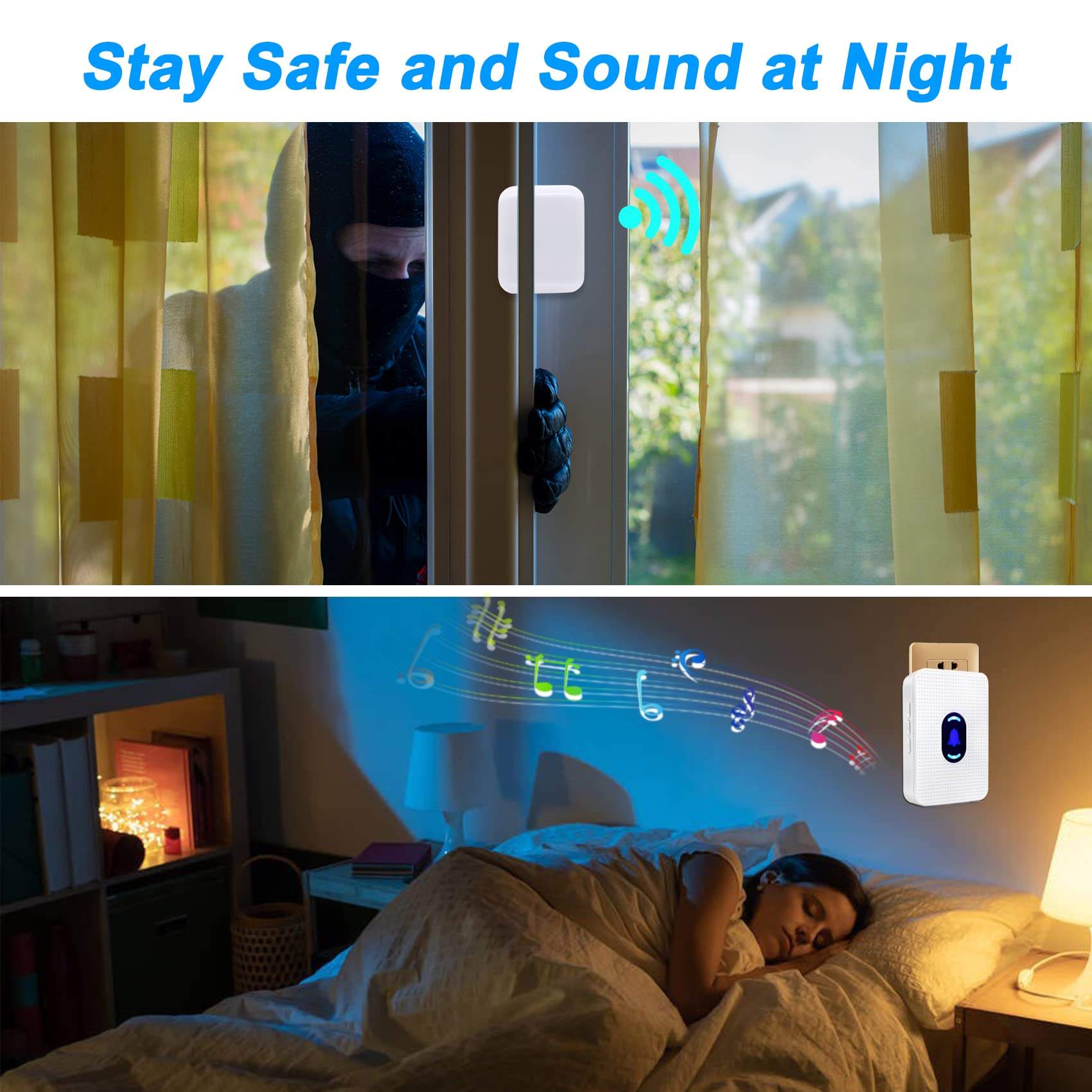 Daytech White Color Cheapest Wireless Door Bell Door Sensor Alarm Door ...