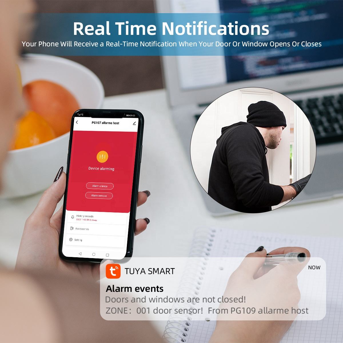 DAYTECH Wireless Intruder Touch Screen Alarm System TUYA APP Control ...